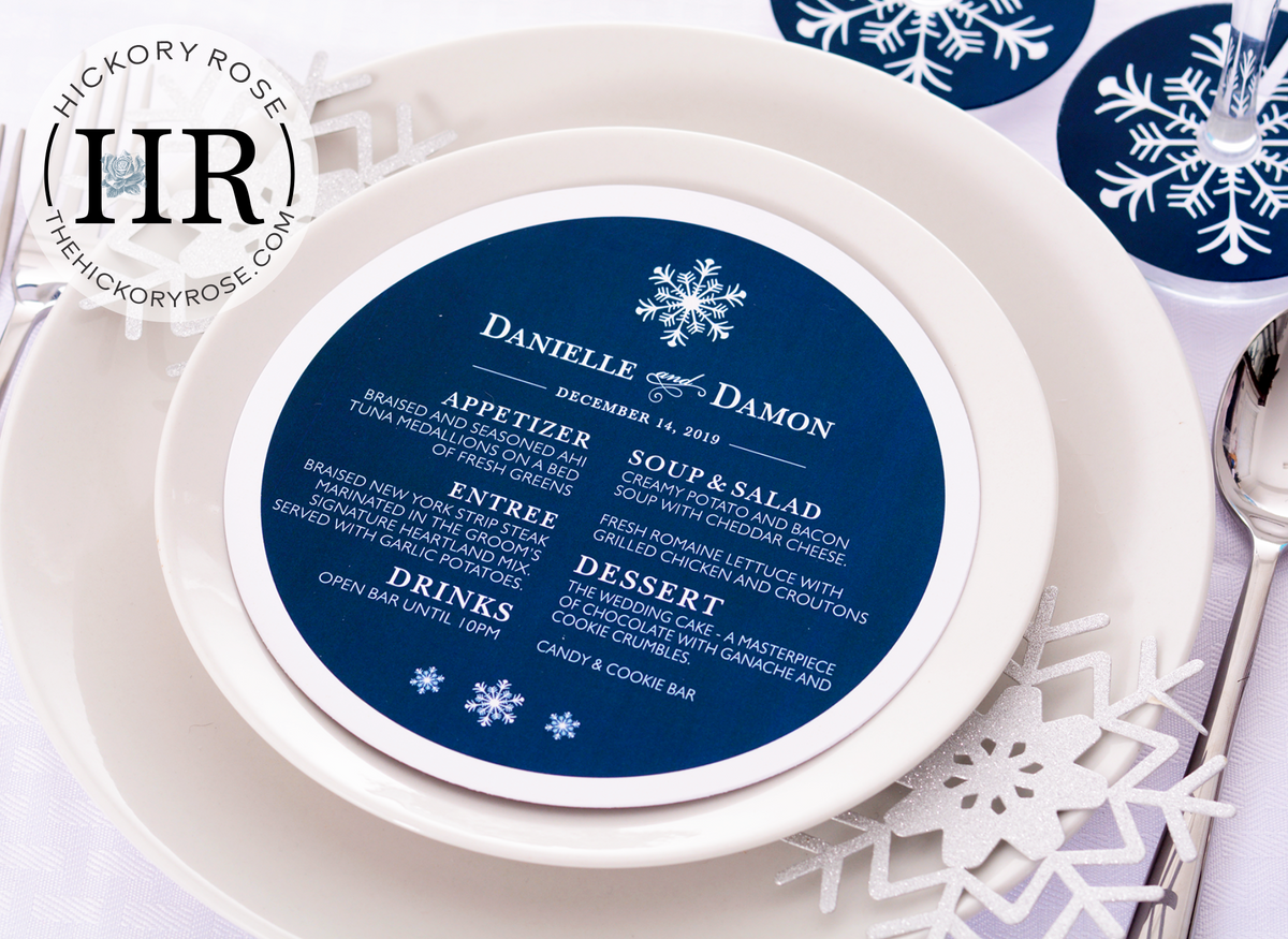 Simple Snowflake | Wedding Menus – Hickory Rose