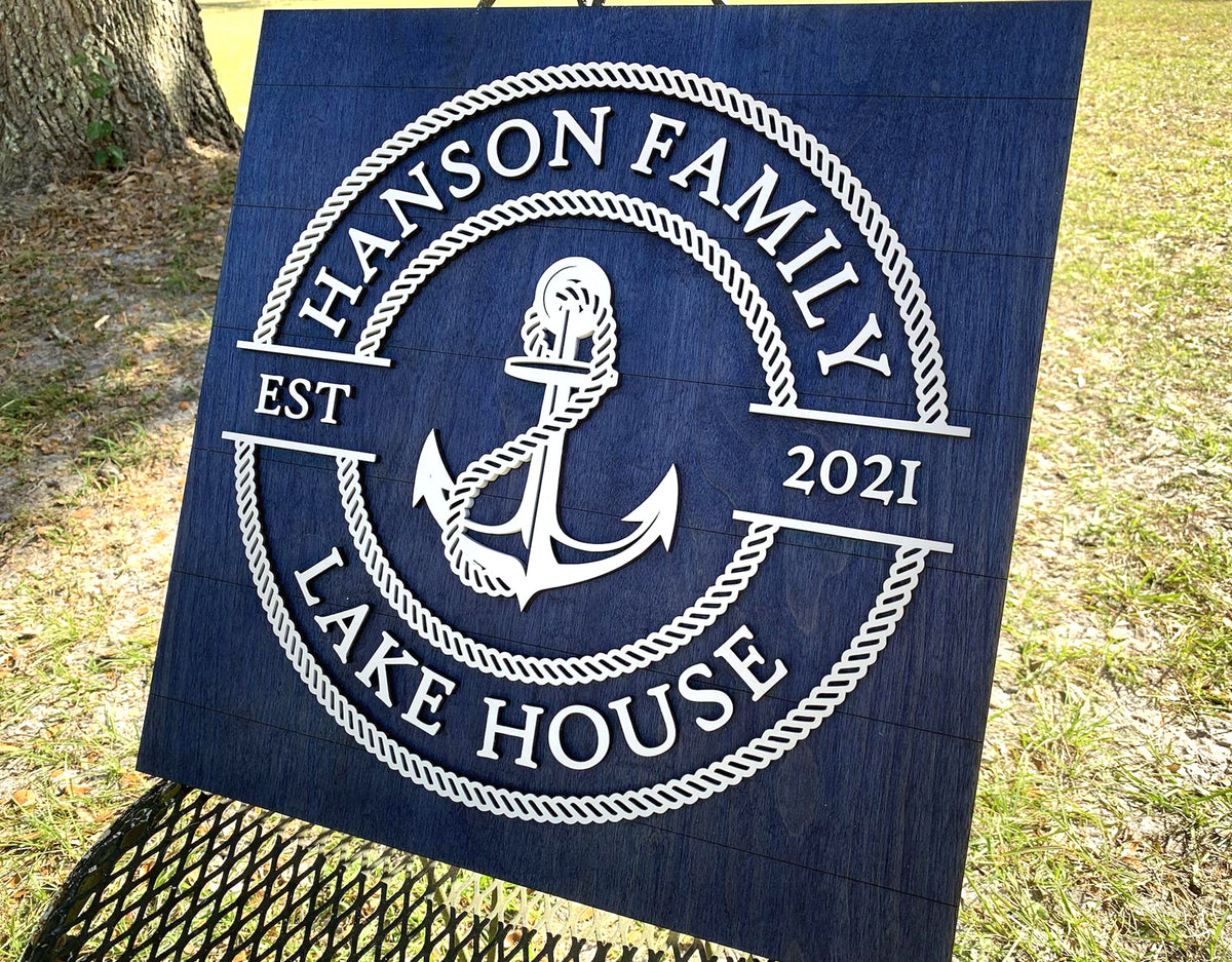 Classic Anchor | Wood Sign – Hickory Rose