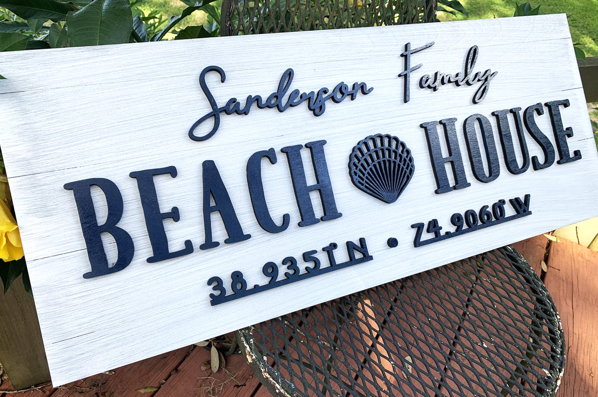 Seashell Beach House | Wood Signs – Hickory Rose